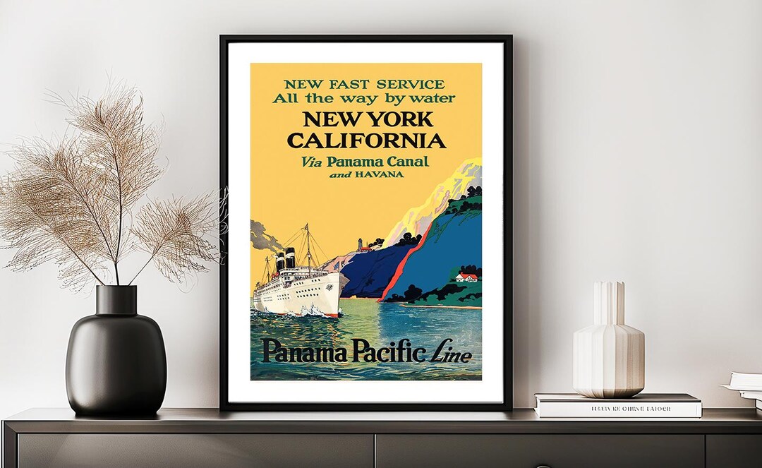 Panama Canal Vintage Travel Poster: New York to California Art - Etsy