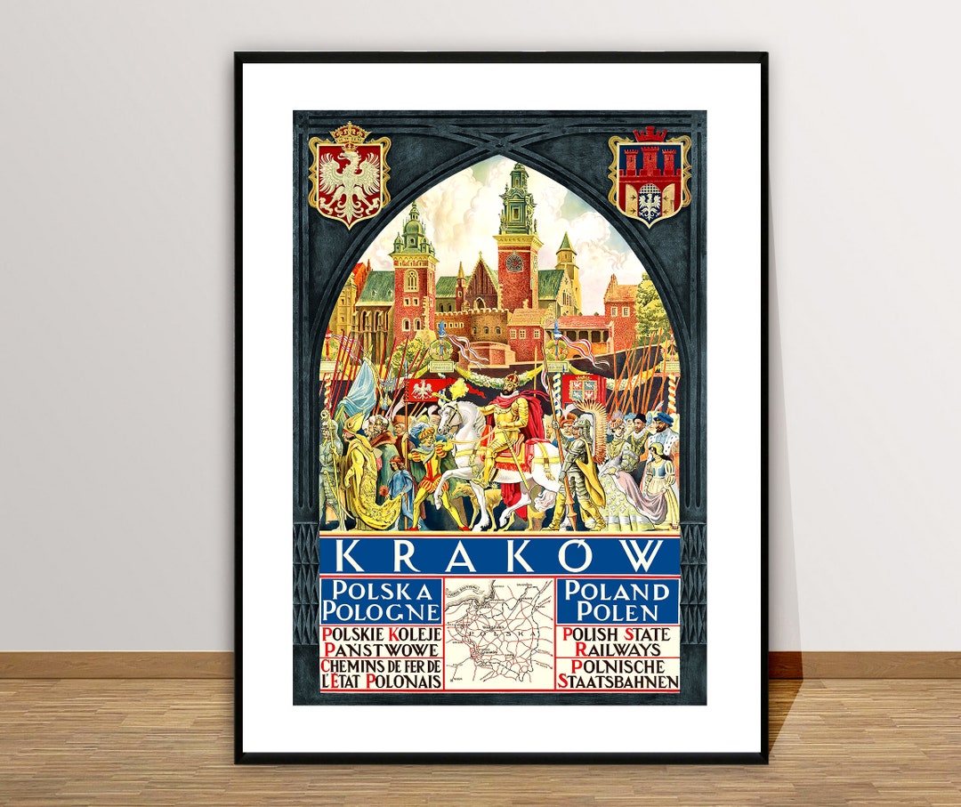 Krakow Poland Vintage Travel Poster - Krakow Poster, Travel Krakow ...