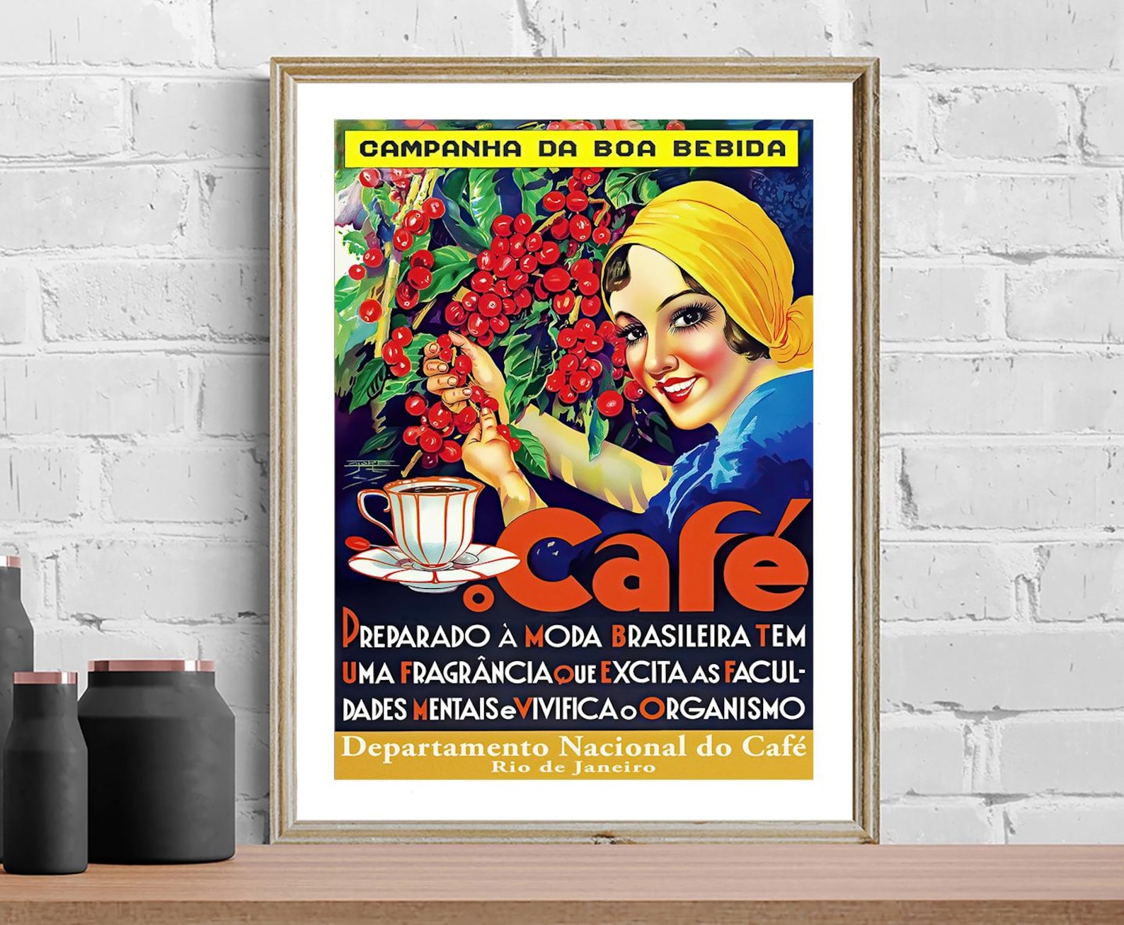 Vintage Brazil Coffee Advertisement Art Print - Etsy
