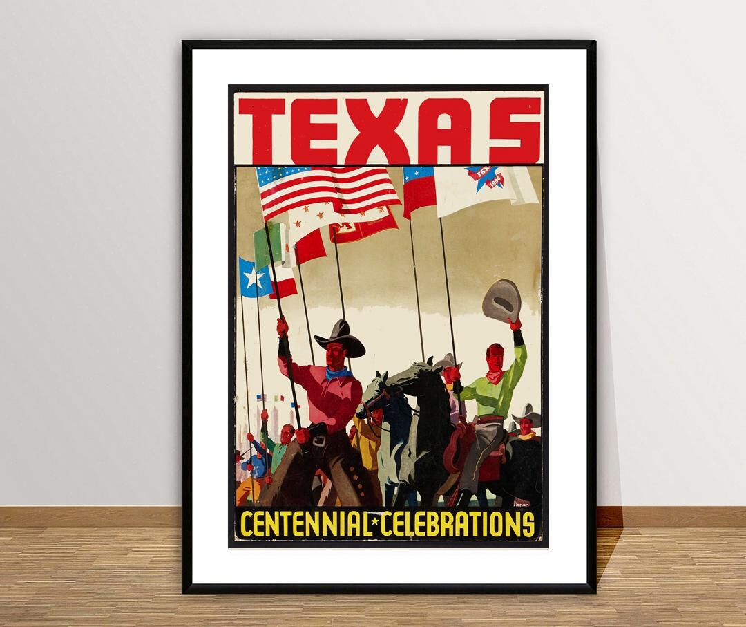 Texas Centennial Celebrations, United States Vintage Travel Poster ...