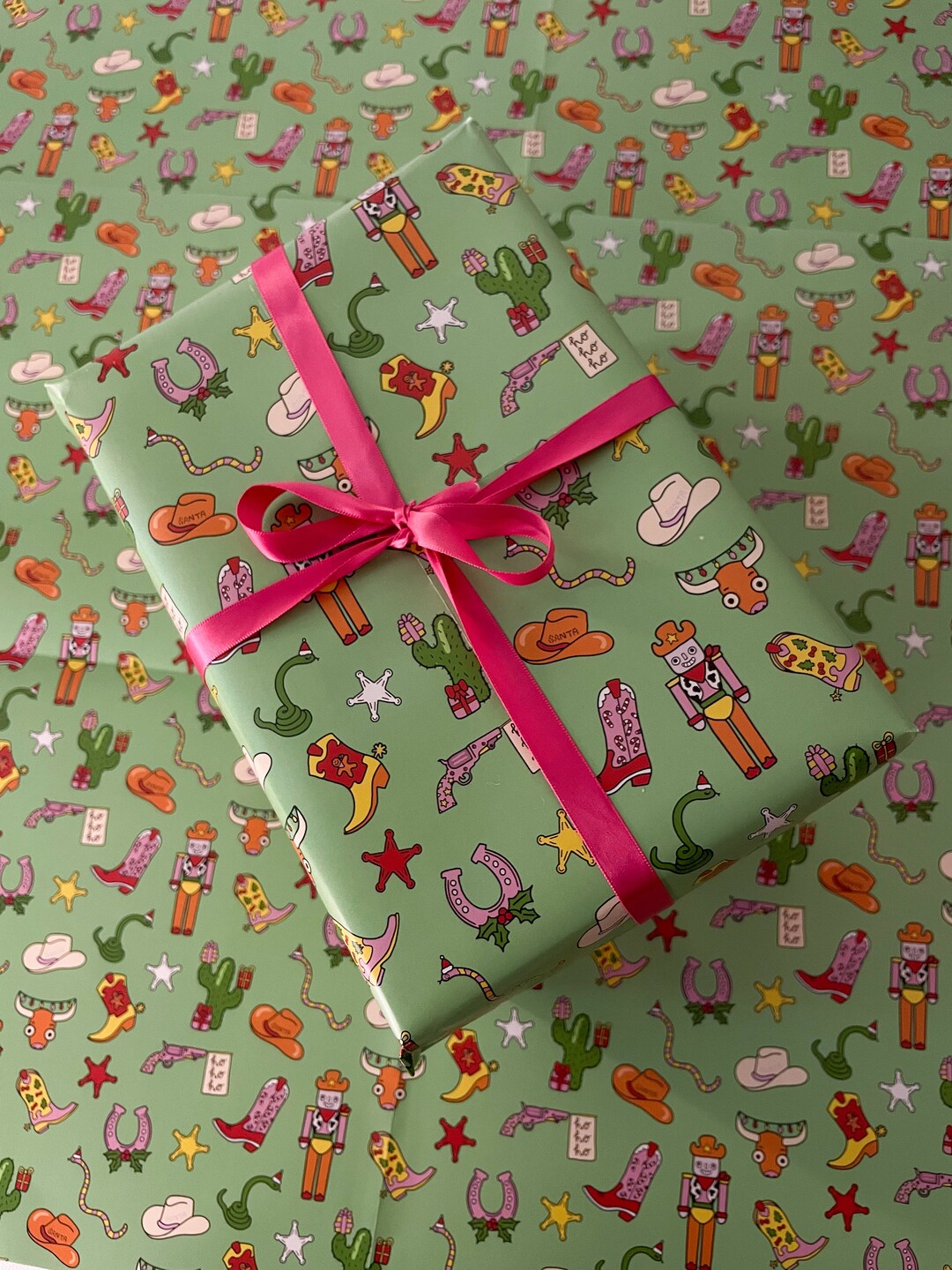 Cowboy Christmas Wrapping Paper - Etsy UK