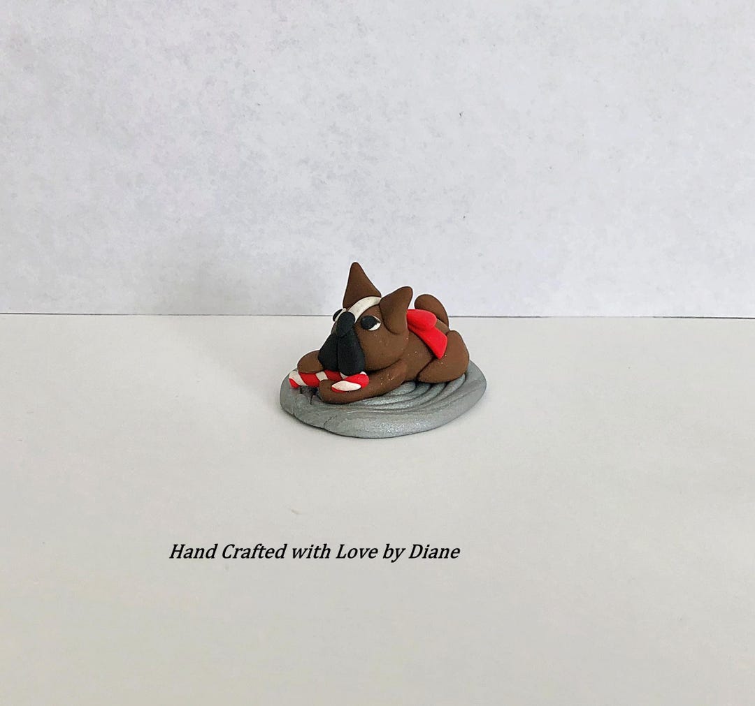 Mini Miniature Hand Crafted Polymer Clay Christmas Boxer Holiday ...