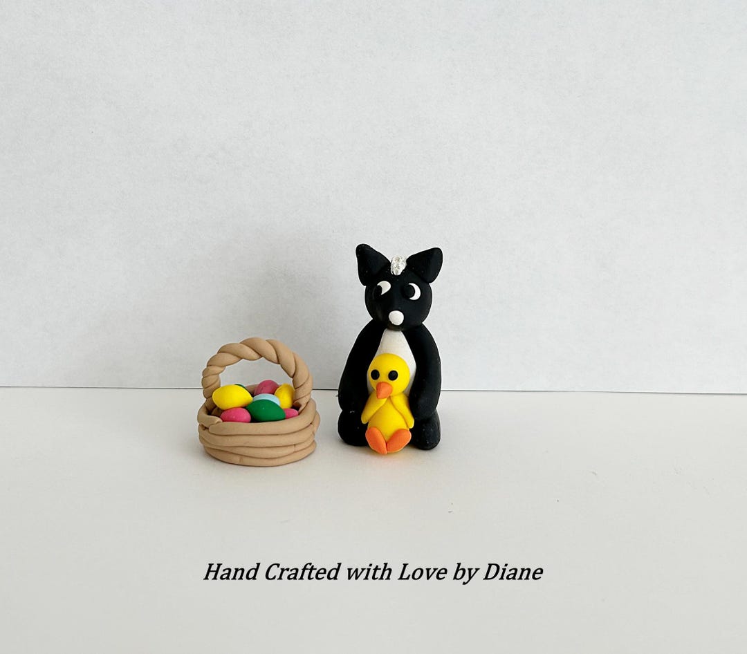 Mini Miniature Hand Crafted Polymer Clay Easter Holiday Skunk Figurine ...