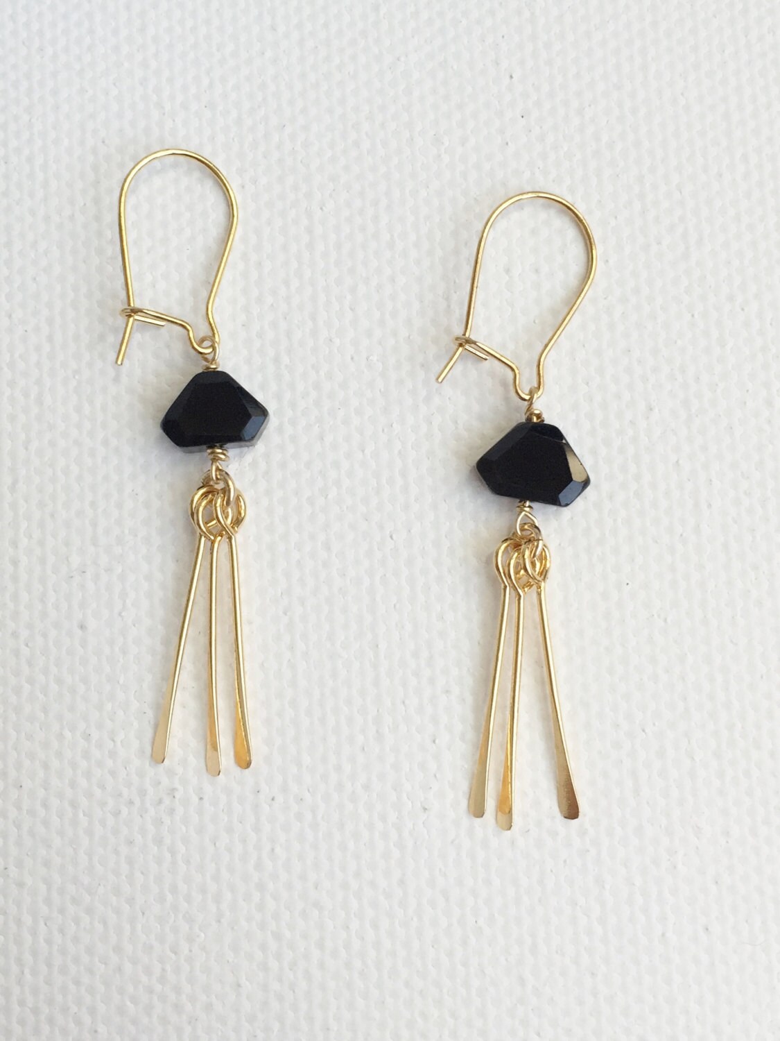 Black Spinel Earrings - Gold and Black Gemstone Earrings - Black Dangle ...