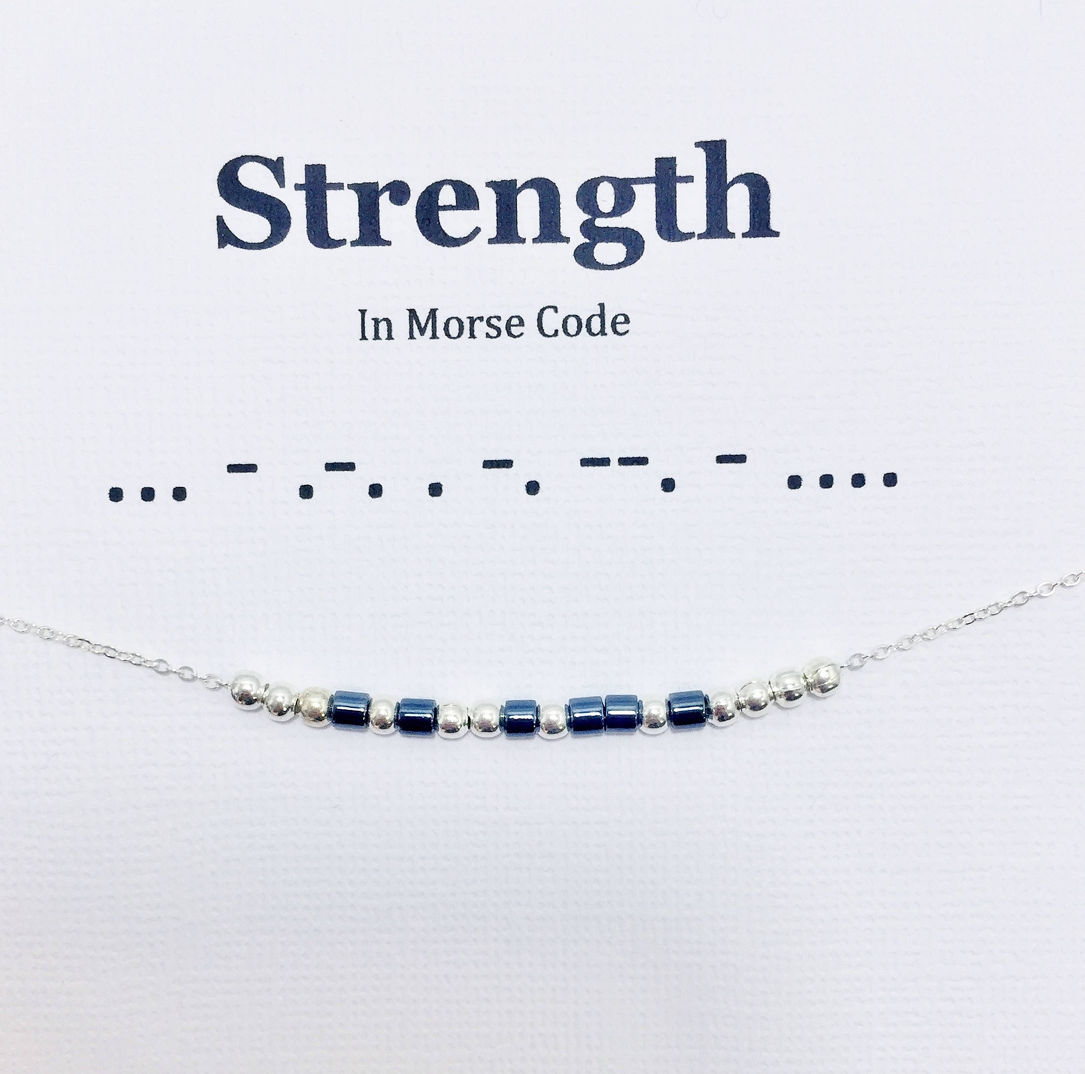 Silver Strength in Morse Code Necklace