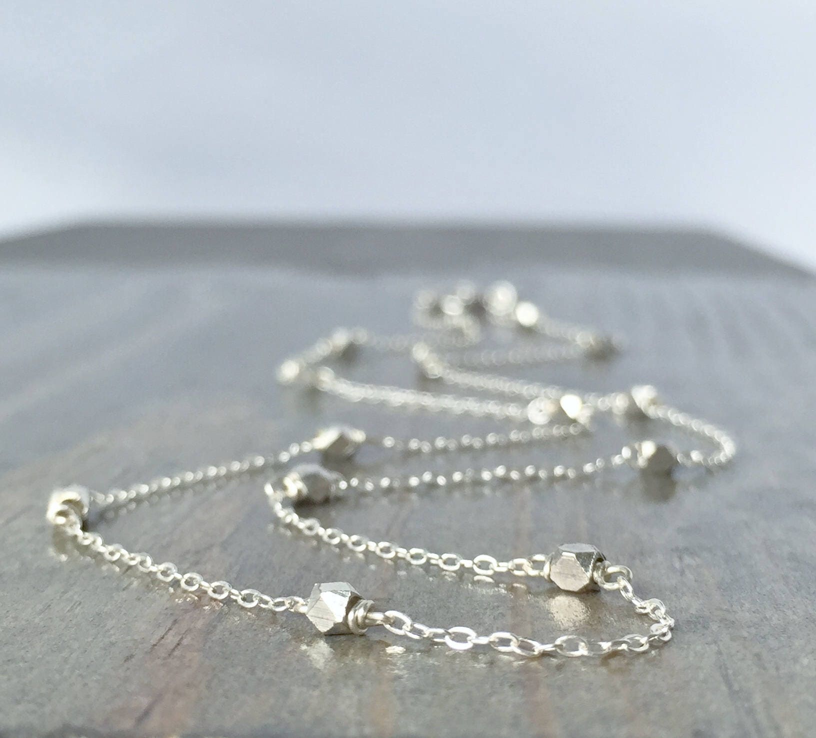 Delicate Beaded Silver Chain