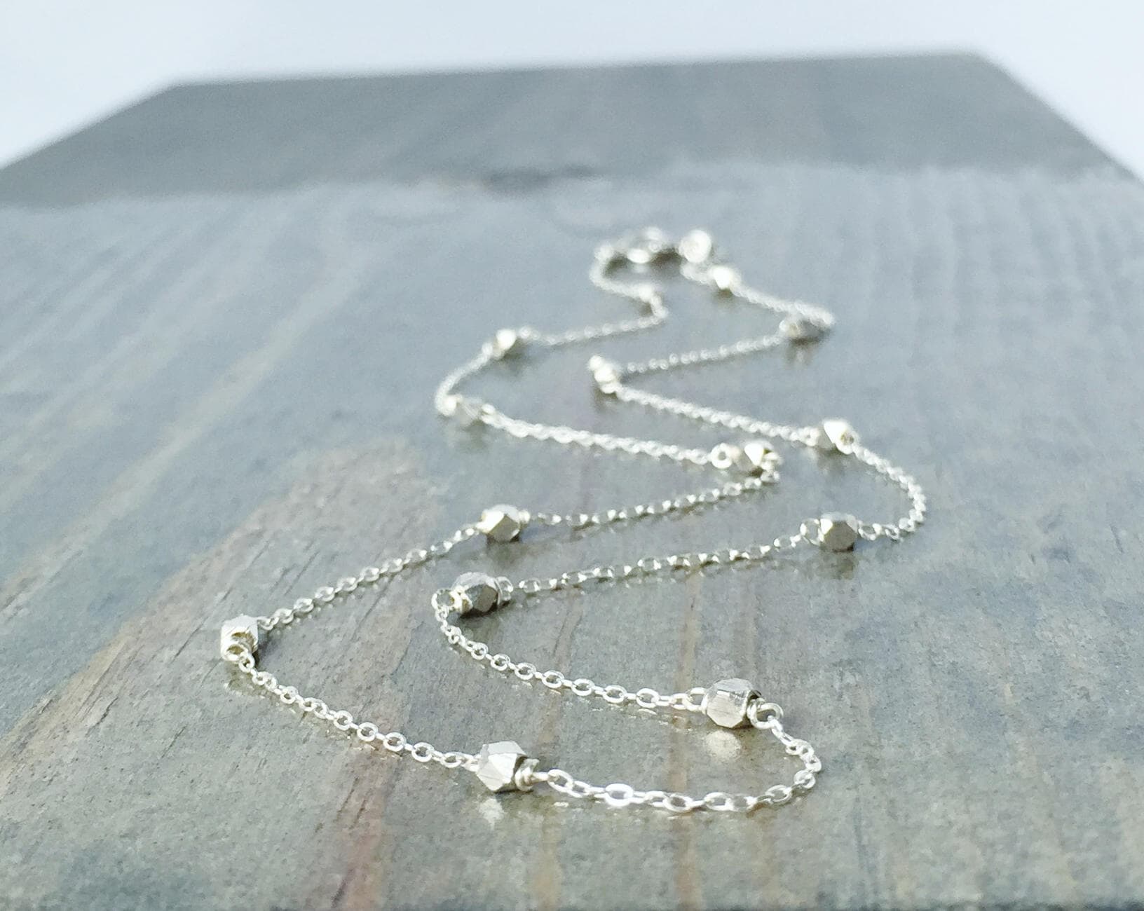 Delicate Beaded Silver Chain