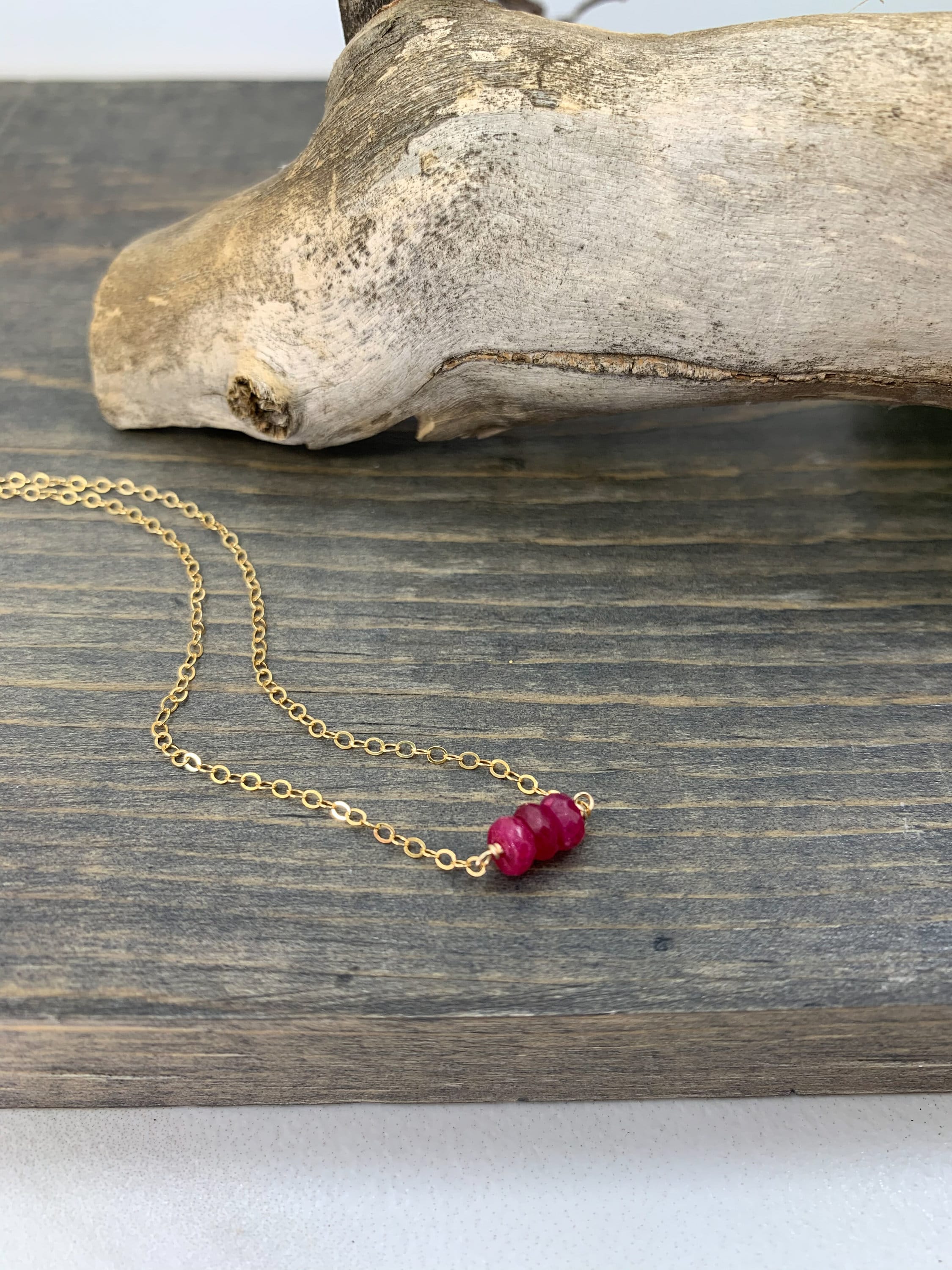 Real Ruby Necklace on Delicate 14k Gold Filled or Sterling Silver Chain ...