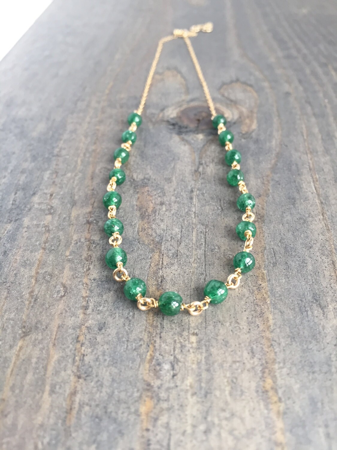 Green Gemstone Choker - Gold Choker - Gemstone Choker- Emerald Green ...