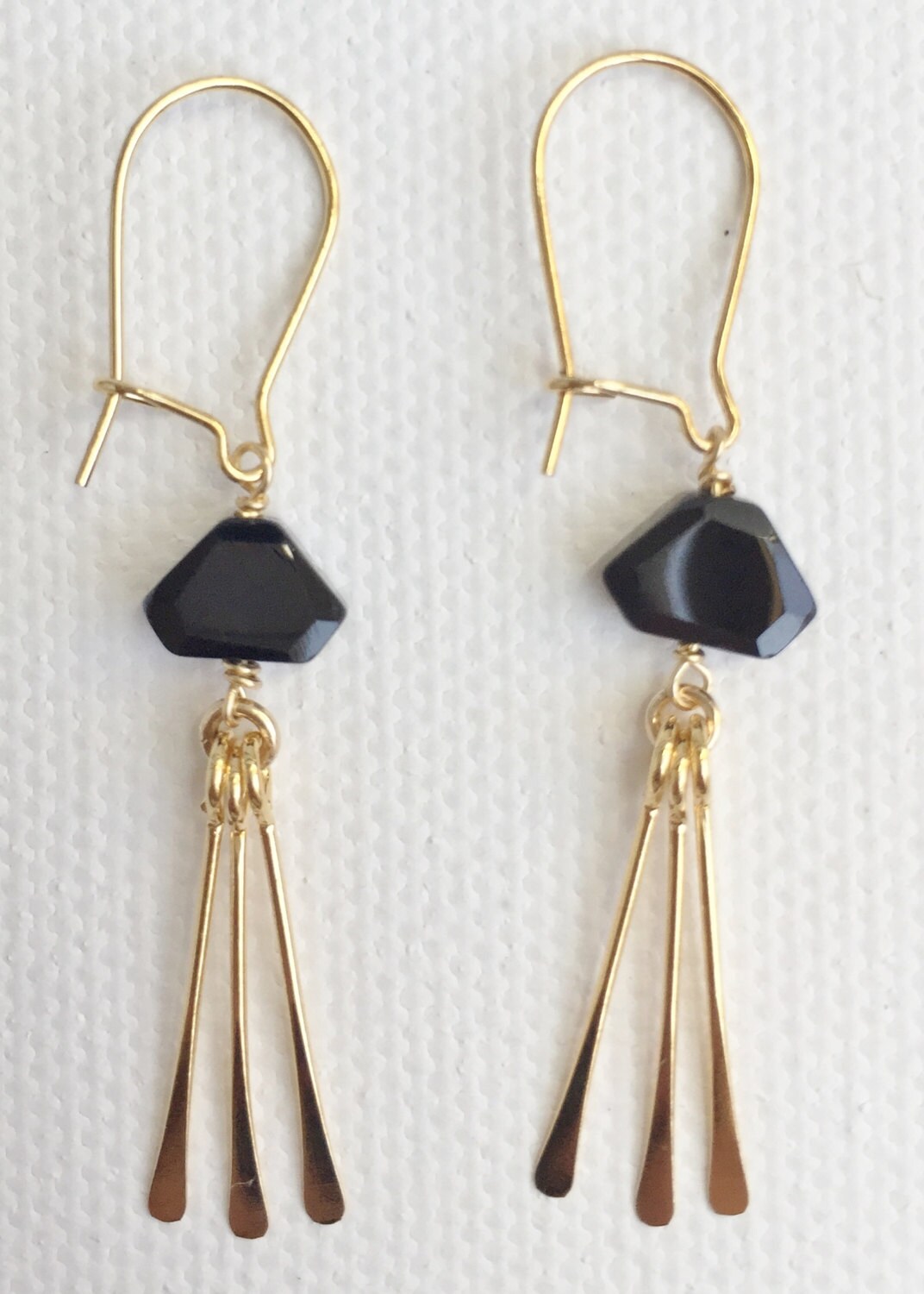 Black Spinel Earrings - Gold and Black Gemstone Earrings - Black Dangle ...