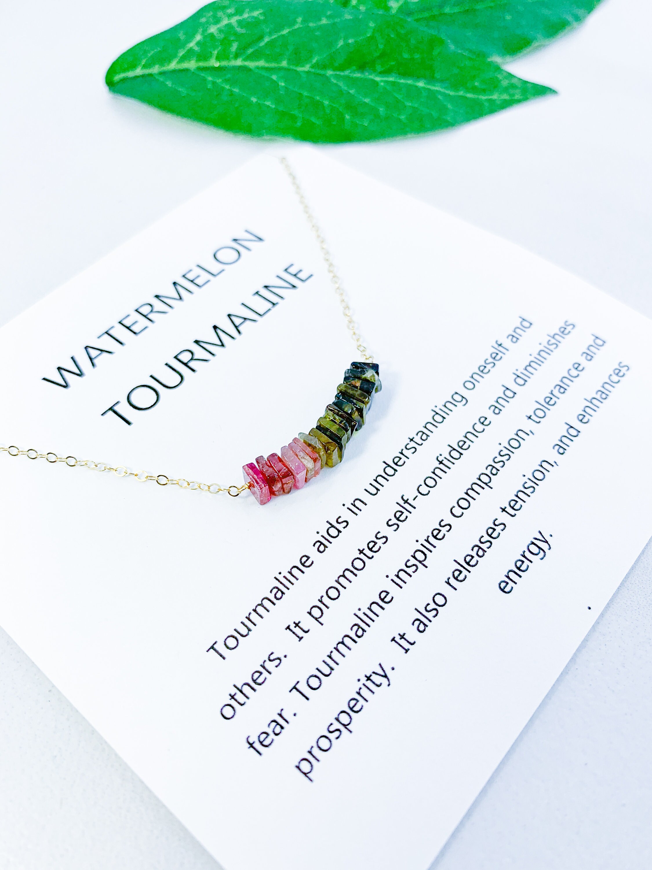 Raw Watermelon Tourmaline Bar Necklace