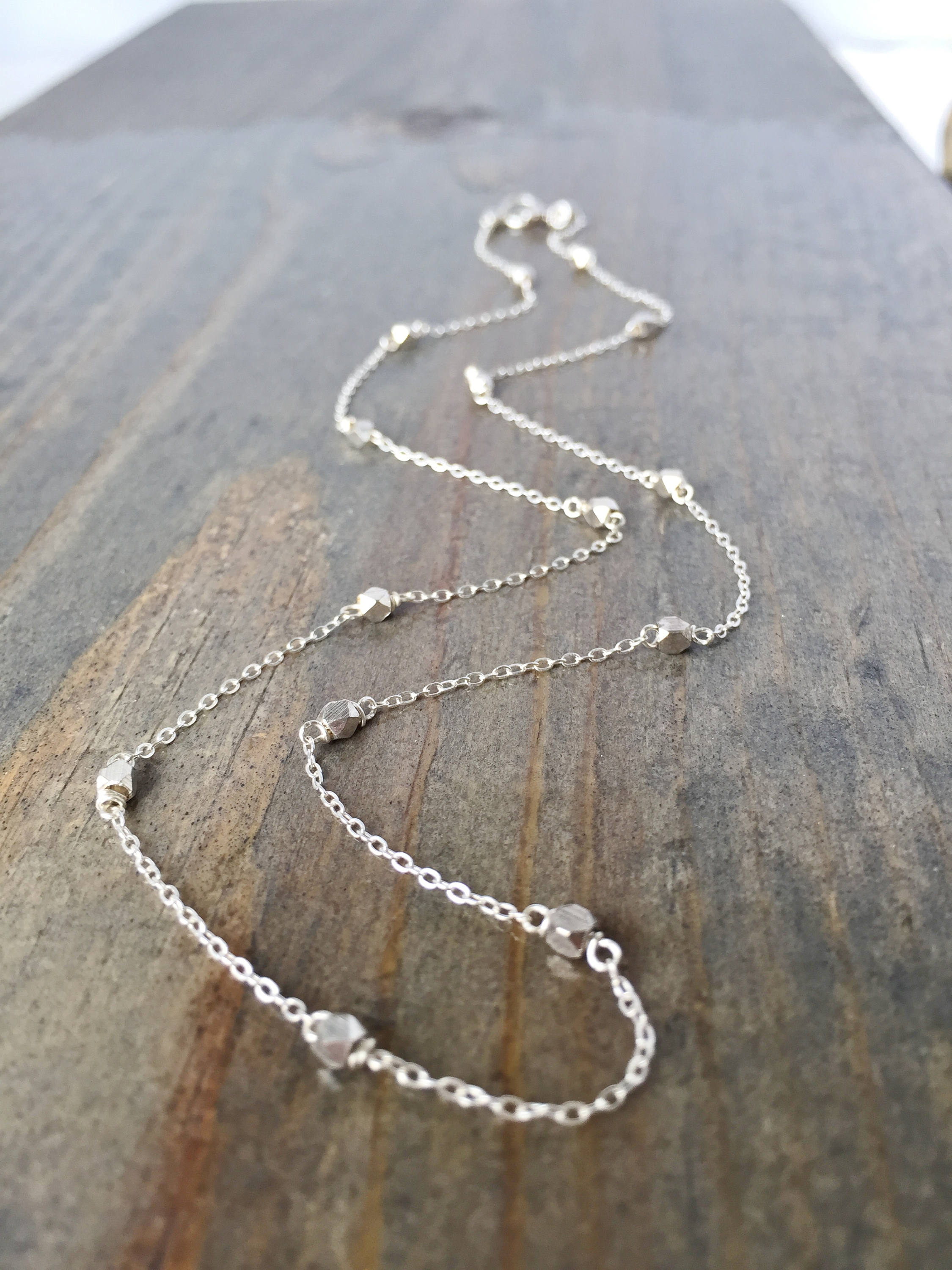 Delicate Beaded Silver Chain
