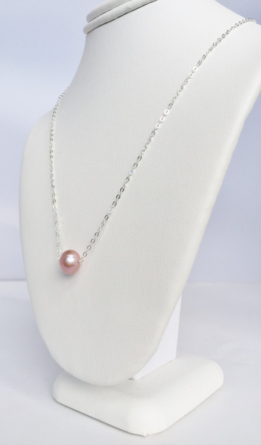 Simple Pearl Solitaire Necklace, June Birthstone Necklace in Gold or Silver