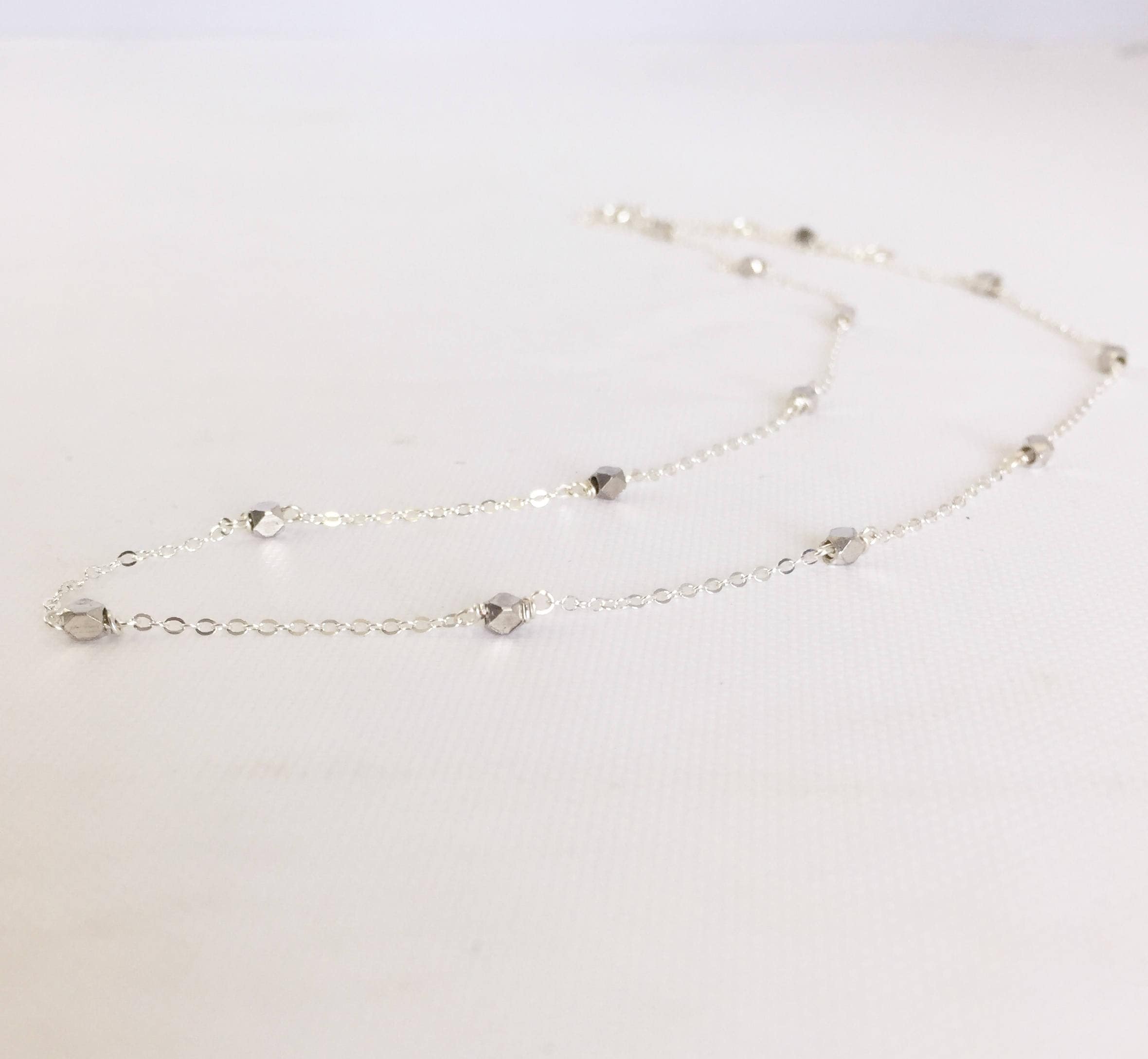 Delicate Beaded Silver Chain