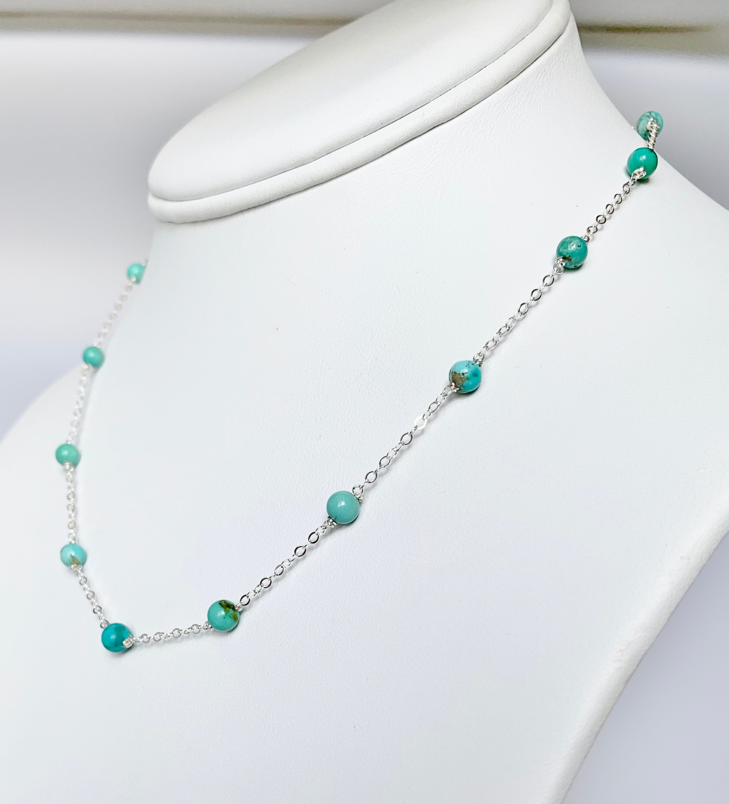 Turquoise Beaded Chain Station Necklace