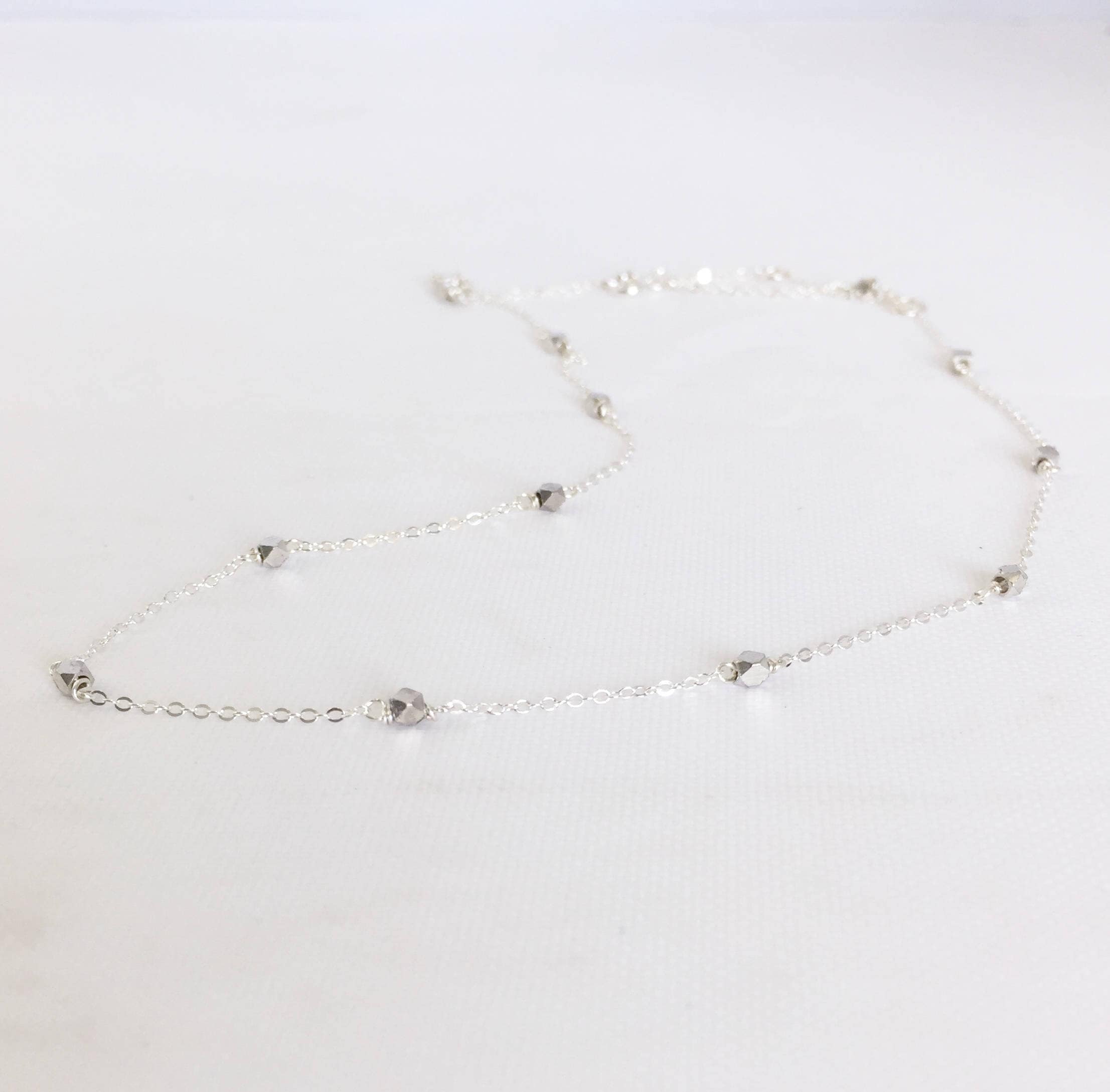 Delicate Beaded Silver Chain