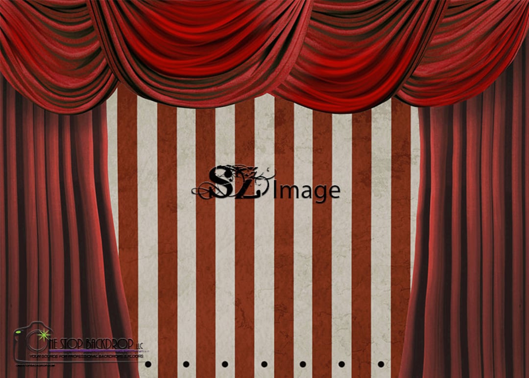 Circus Stripes Red With Curtains Backdrop SZ0155 Glare Free Vinyl 7 ...