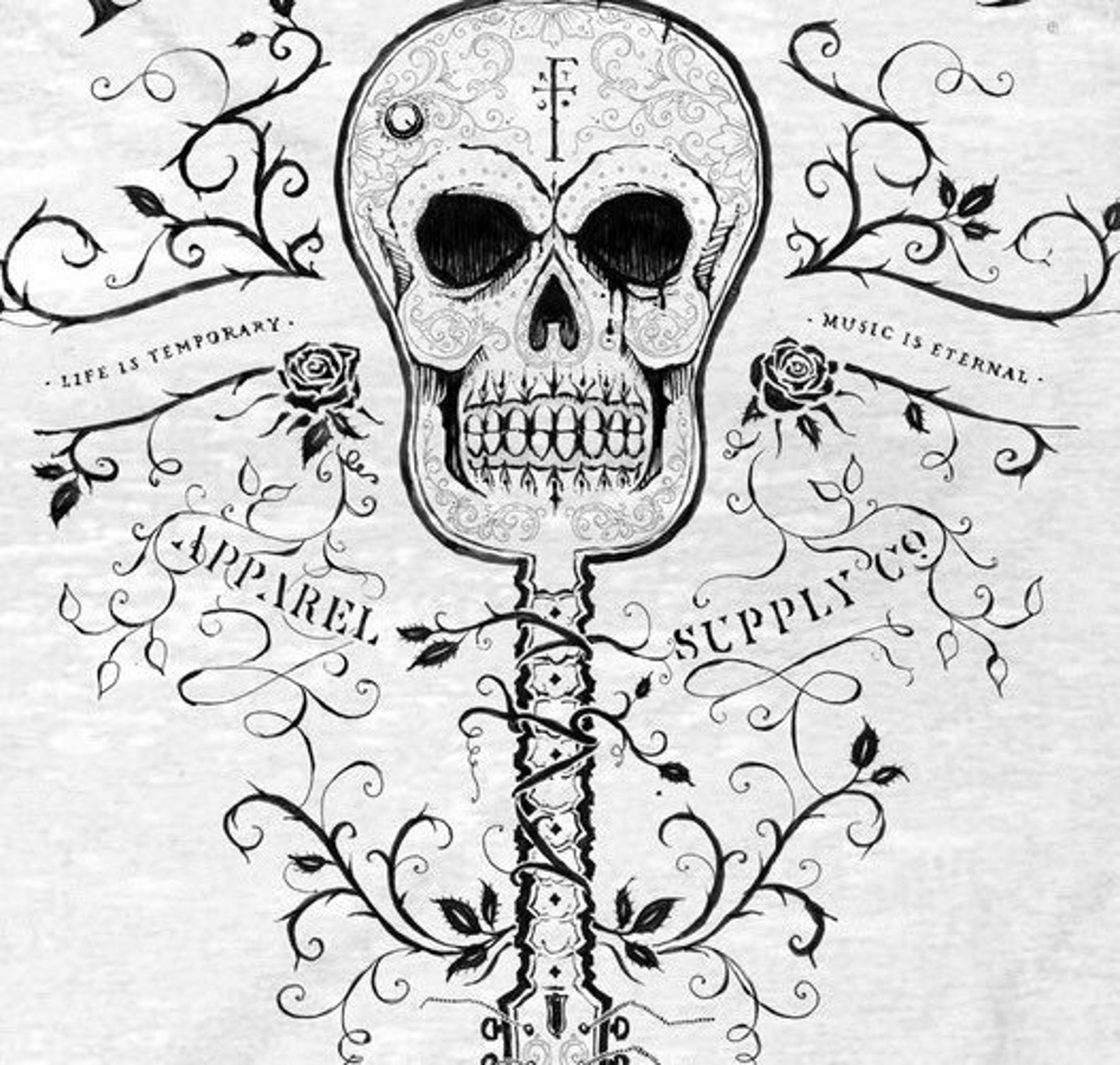 MUSIC IS ETERNAL Skull/guitar Shirt (metalhead, Heavy Metal, Metalcore ...