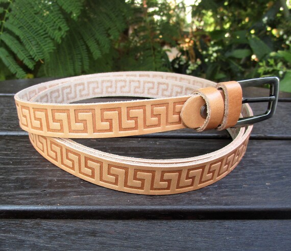 Meander Pattern Belt Greek Leather Belt Handmade Belt Greek - Etsy