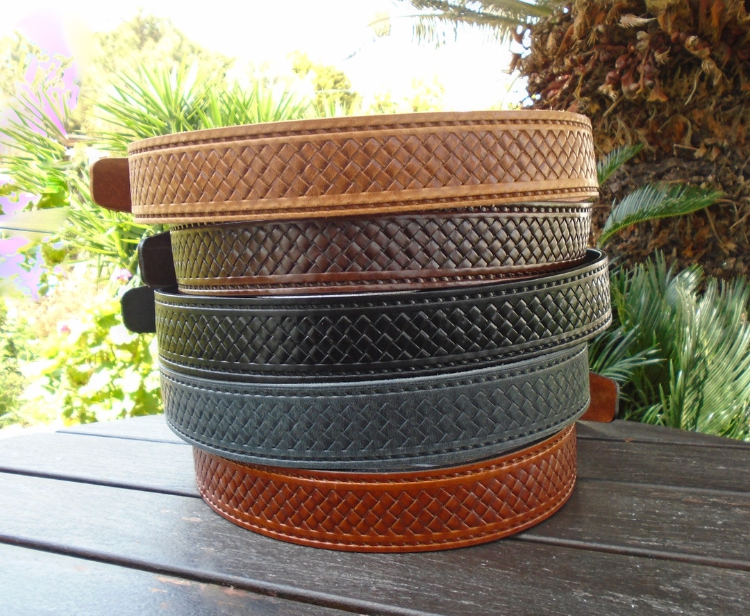 Greek Leather Belt, Handmade Belt With Embossed Woven Braided Pattern ...