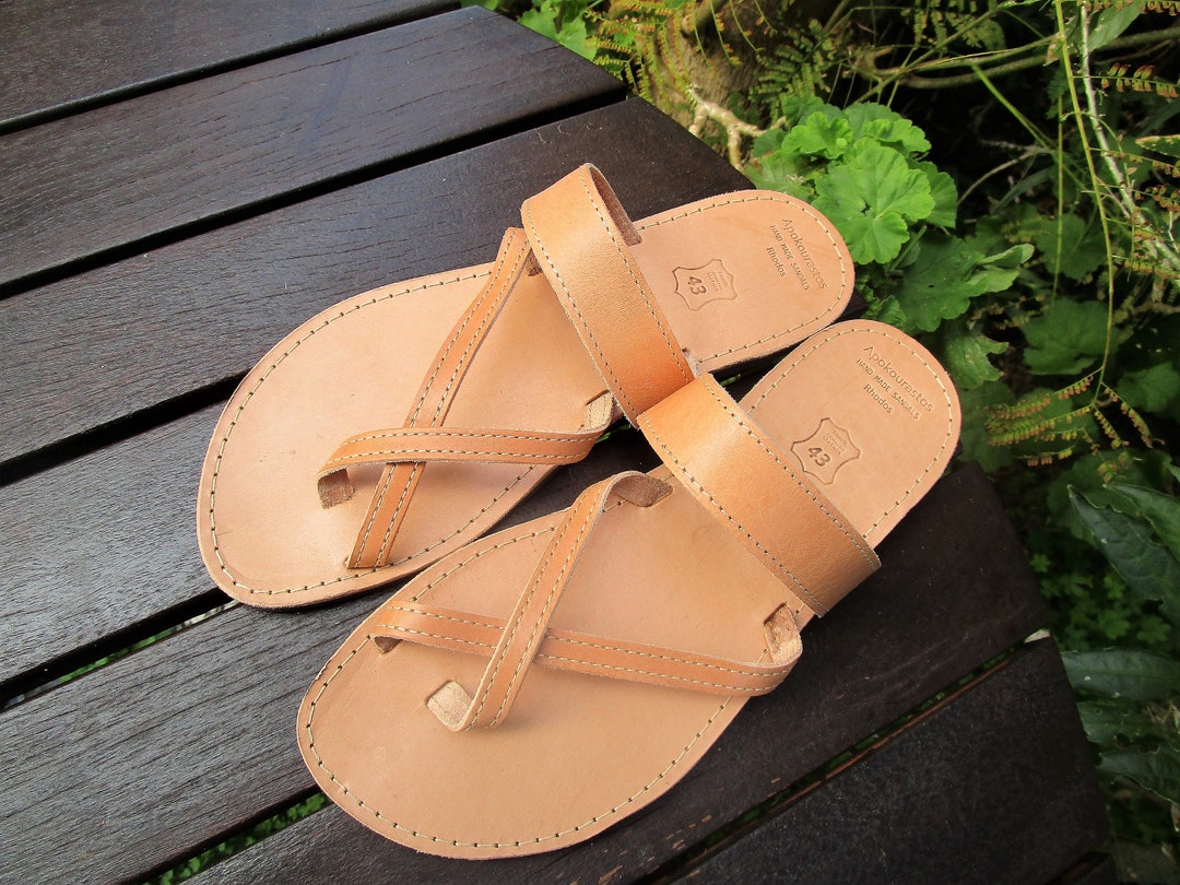 Toe Strap Sandals With Cushioned Insole Option, Handmade Greek Leather ...