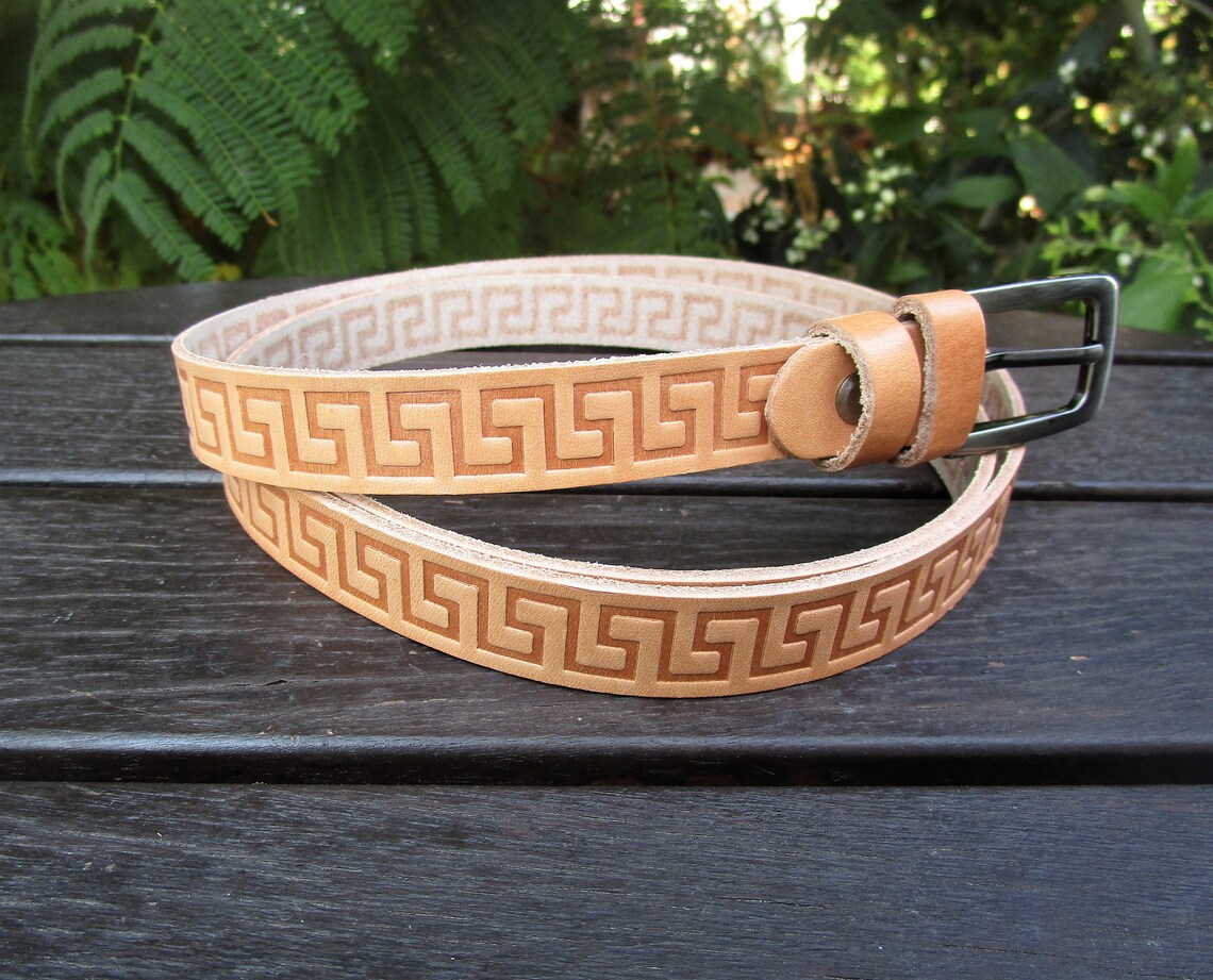 Meander Pattern Belt Greek Leather Belt Handmade Belt Greek | Etsy