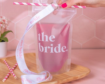 Team Bride Hen Party Drink Pouch With Straw and Lanyard - Etsy