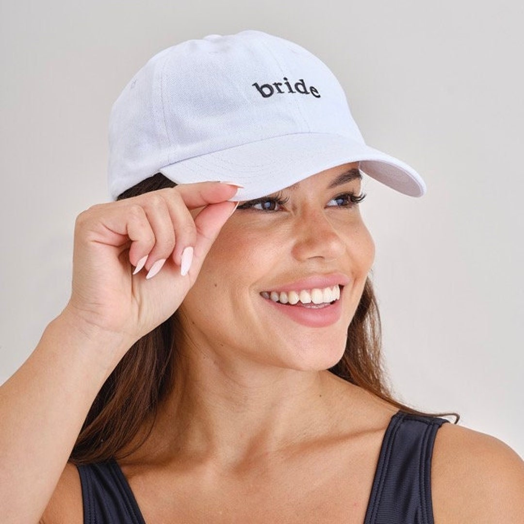 White Bride Baseball Cap With Black Embroidery Bridal Cap for Your Hen ...