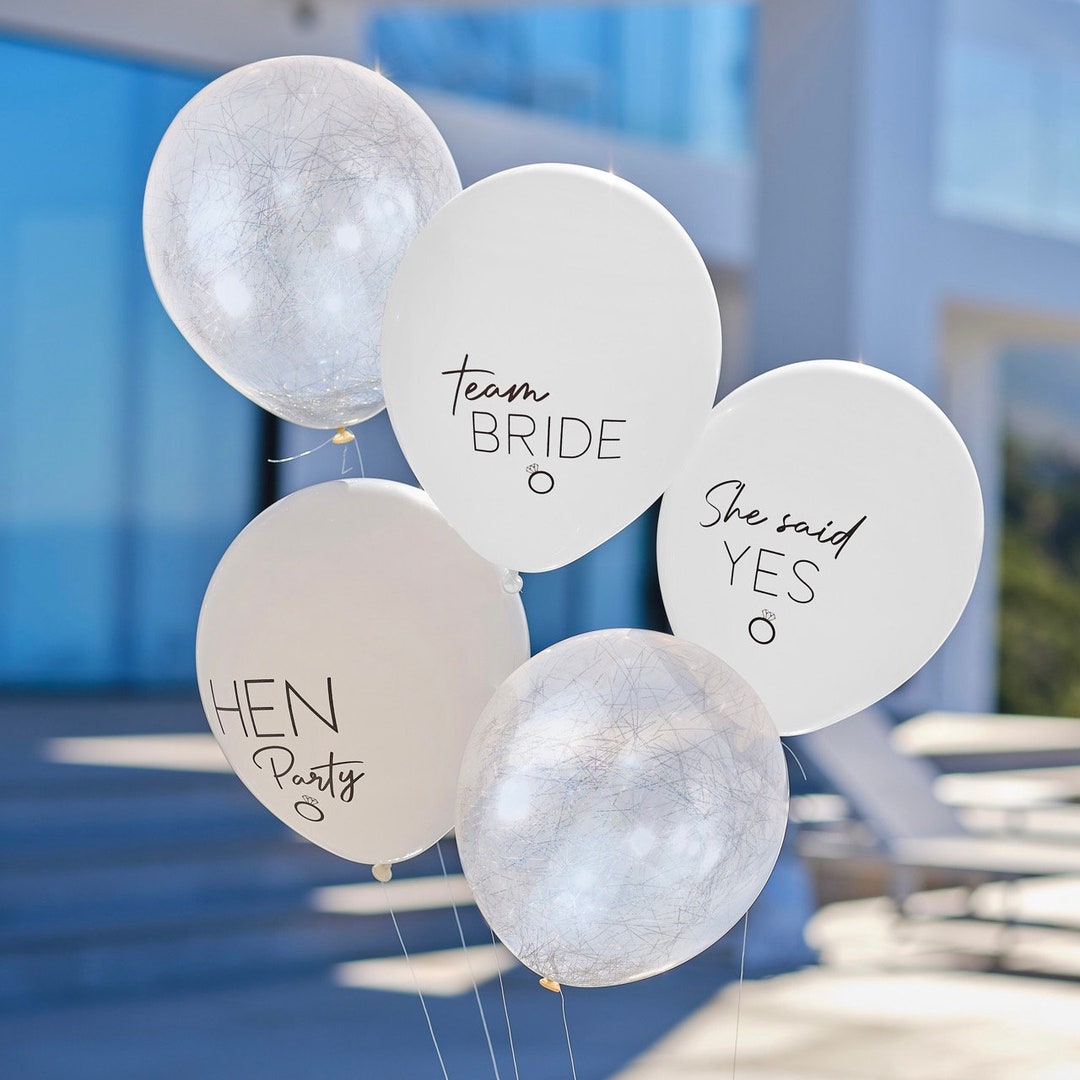 Team Bride White Confetti Balloons, Hen Party Confetti Balloons, Blush ...