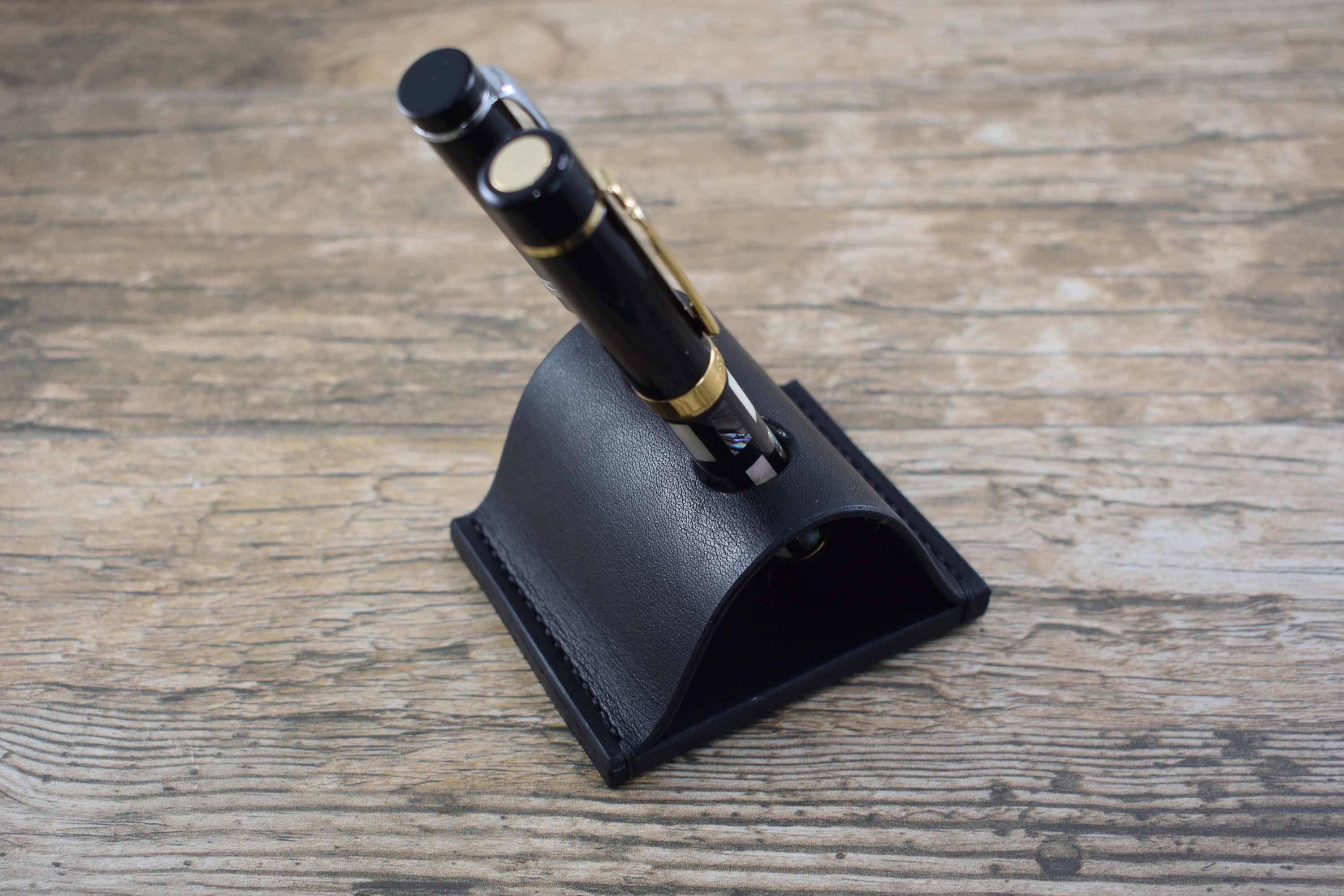 Pen Holder Executive Fountain Pen Case Black Leather 2 Pen | Etsy