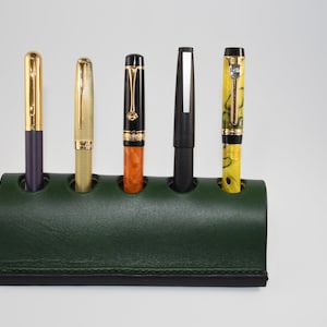 Desk Pen Holder, Executive Pen Holder for Desk, Leather 5 Fountain Pen ...