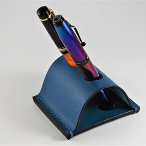 Pen Holder, Executive Fountain Pen Case, Blue Leather 1 to 10 Pen ...