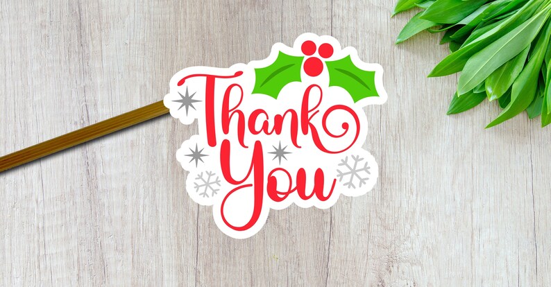 20 Thank You Christmas STICKERS Envelope Seals Christmas | Etsy