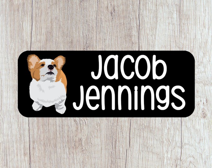 Corgi Name Label STICKERS, School Supply Labels, Daycare Labels, Name ...