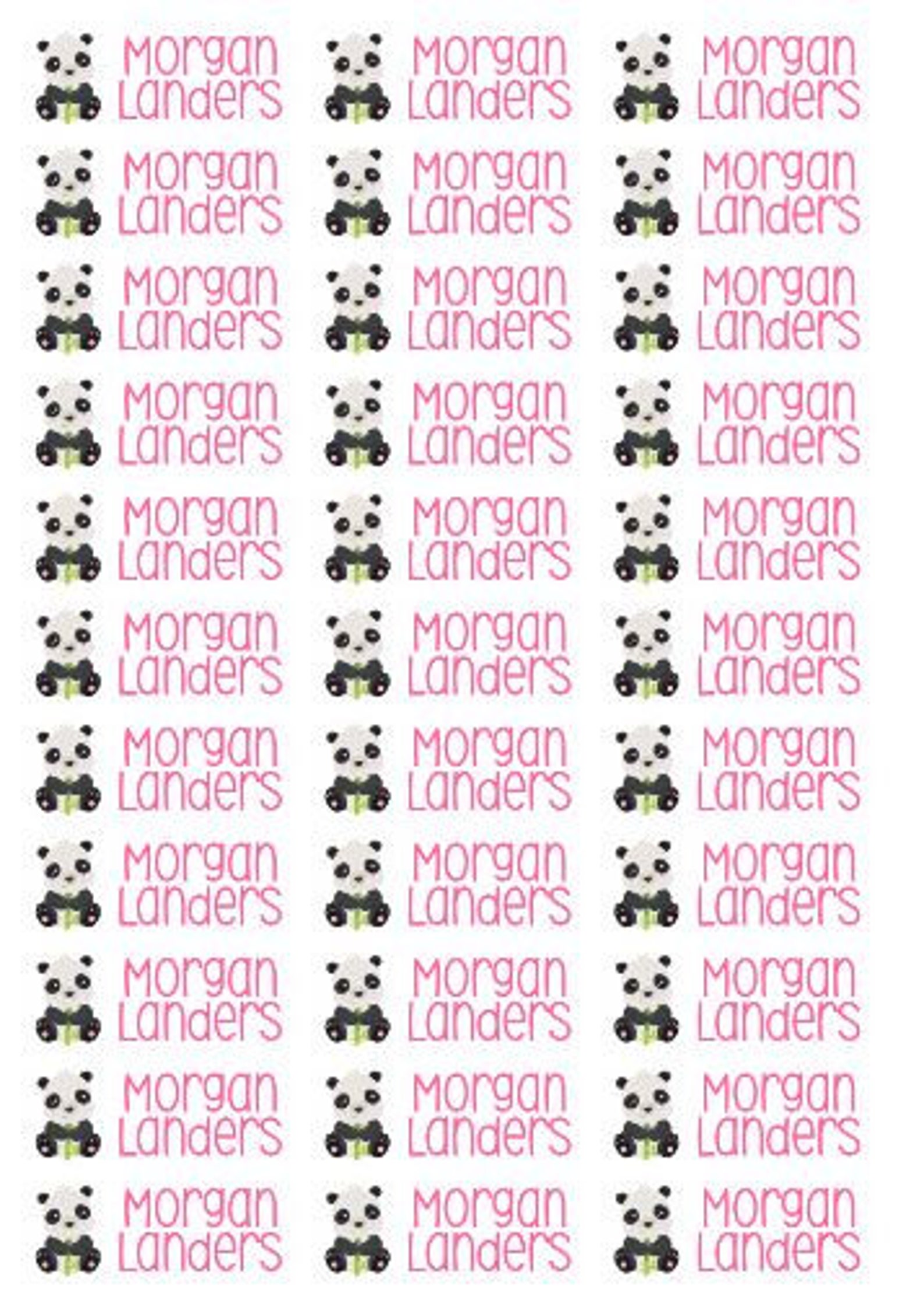 Panda Bear Name Label STICKERS School Supply Labels Daycare - Etsy