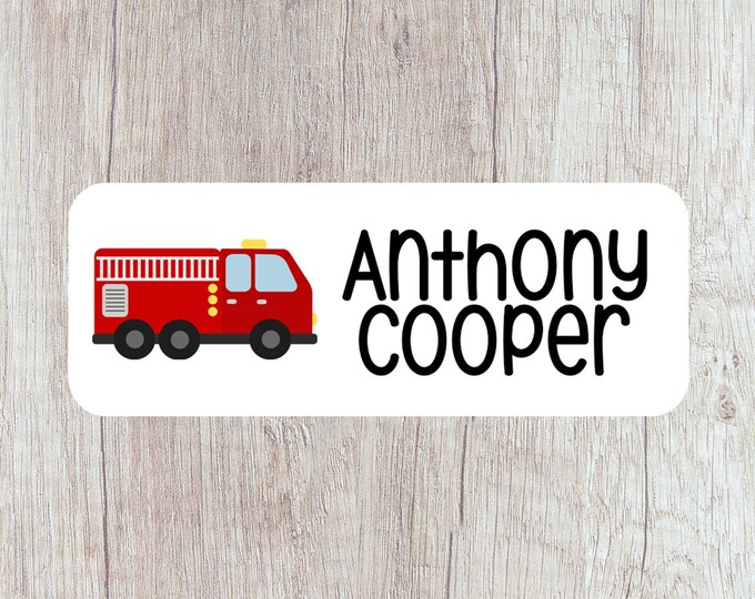 Firetruck Name Label STICKERS, School Supply Labels, Daycare Labels ...