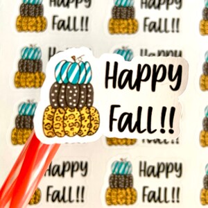 Happy Fall Stickers Pumpkin Stickers Planner Stickers Thank You Sticker ...