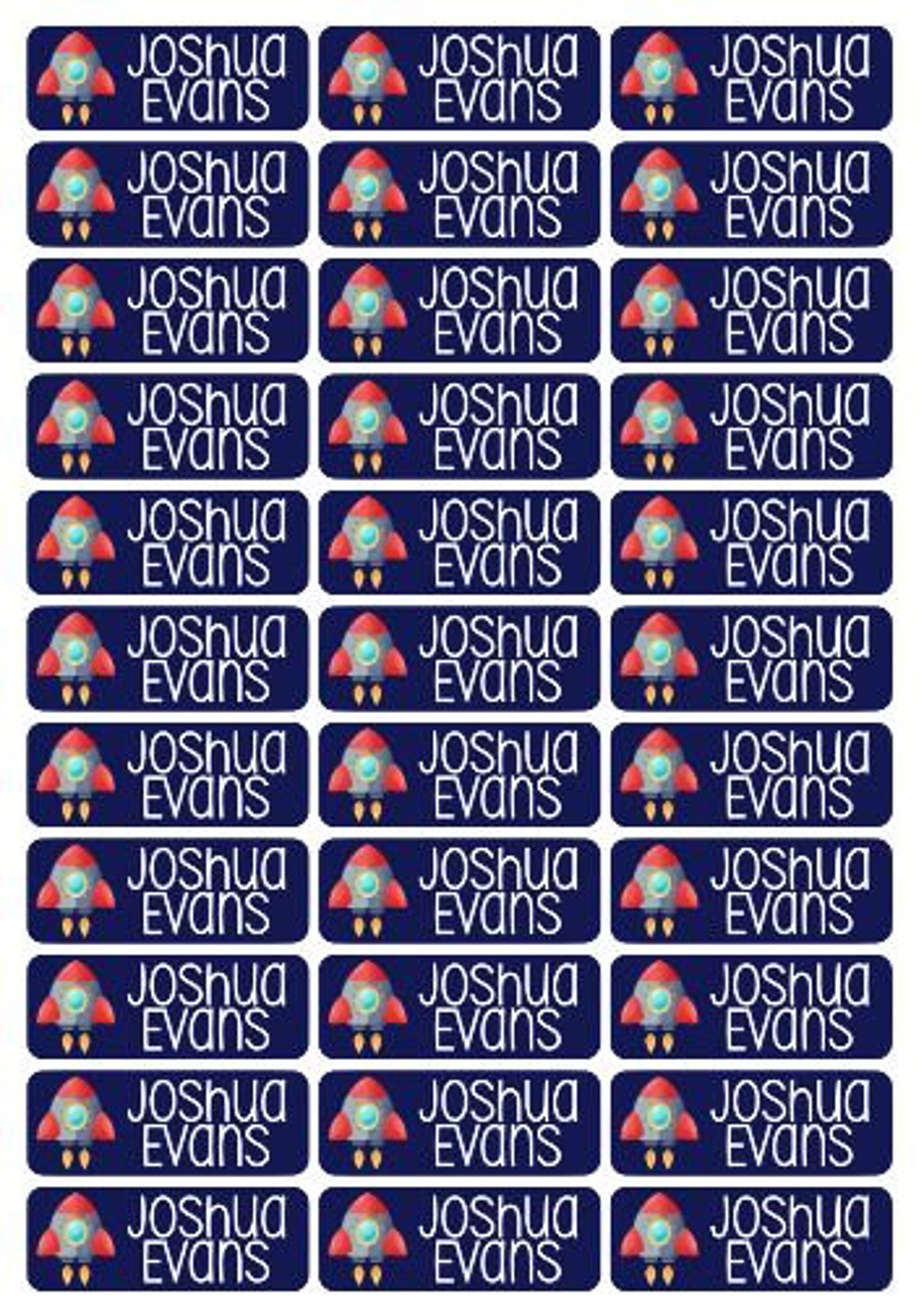 Rocket Space Name Label STICKERS School Supply Labels | Etsy