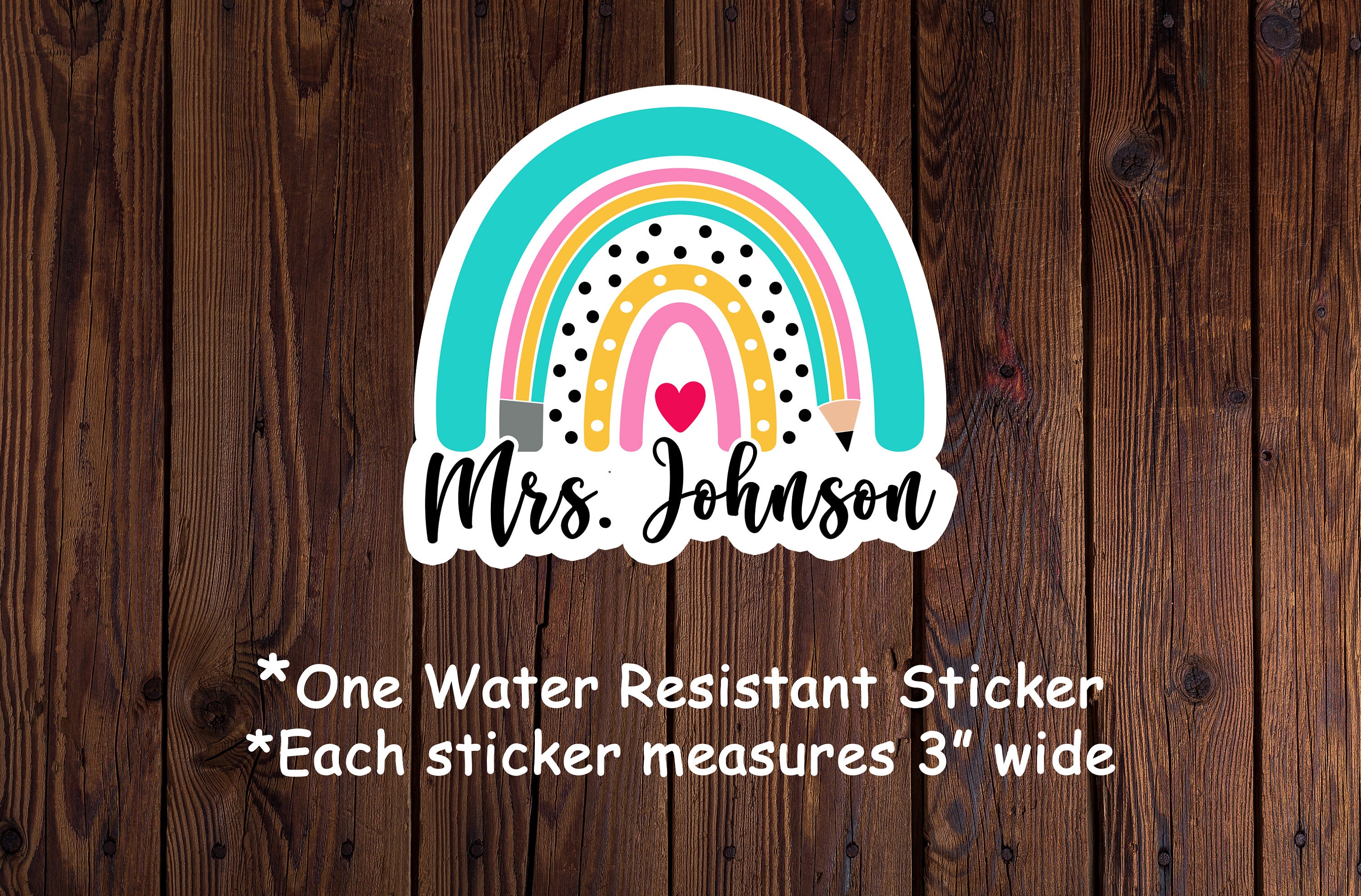 Personalized Teacher Rainbow Sticker Laptop Stickers Water - Etsy