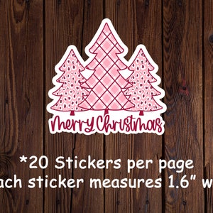 20 Merry Christmas STICKERS Pink Christmas Trees STICKERS - Etsy