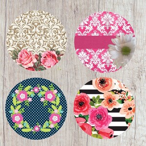 Floral Flowers Cardstock Round Cutouts, Cardstock Circles, Cardstock ...