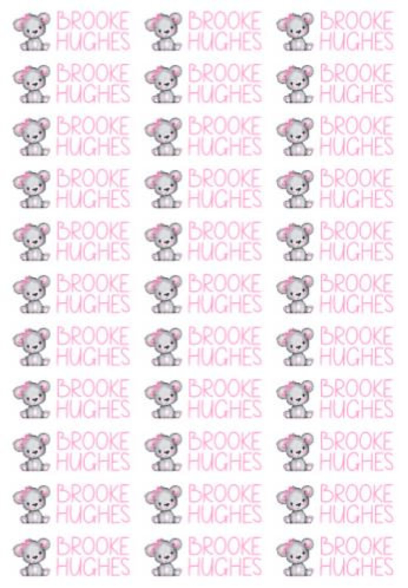 Bear Pink Bow Name Label STICKERS School Supply Labels - Etsy
