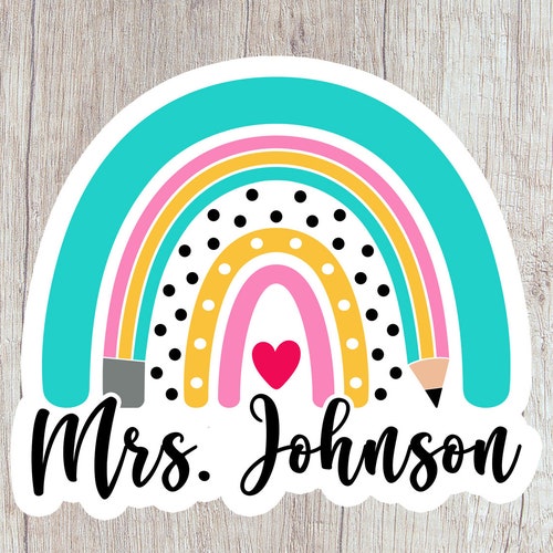 Personalized Teacher Rainbow Sticker Laptop Stickers Water - Etsy