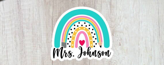 Personalized Teacher Rainbow Sticker Laptop Stickers Water - Etsy