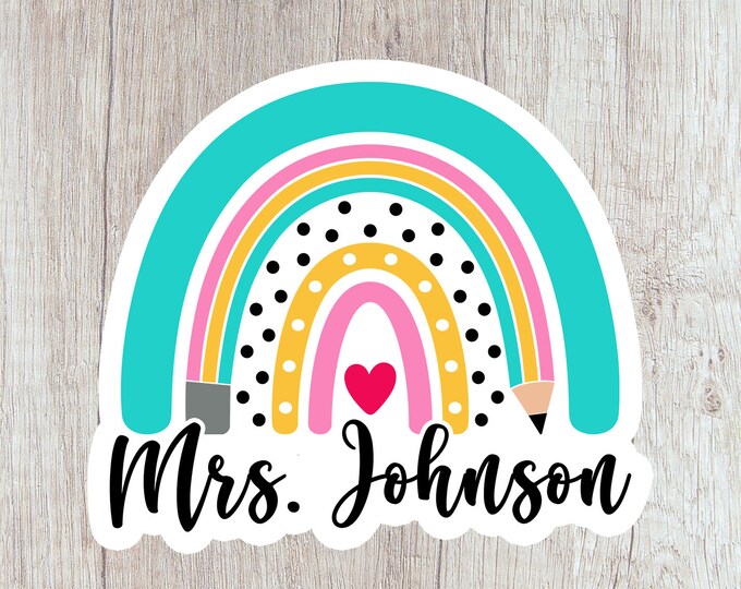 Personalized Teacher Rainbow Sticker Laptop Stickers Water - Etsy