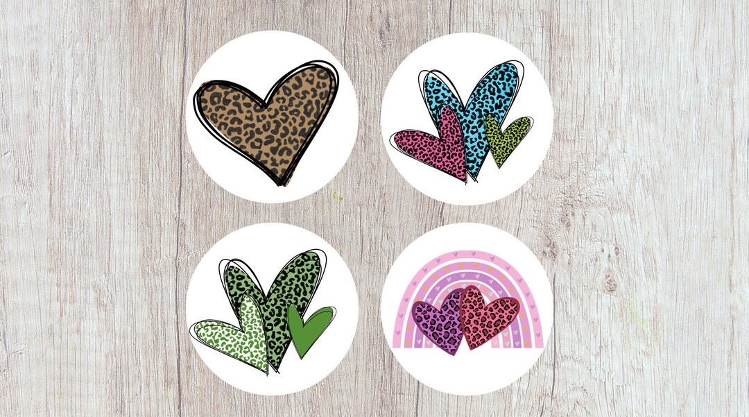 Leopard Hearts Cardstock Round Cutouts Cardstock Circles - Etsy