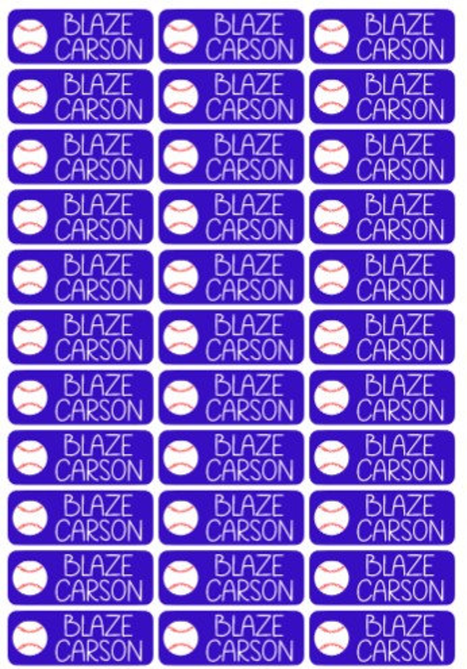 Baseball Name Label STICKERS School Supply Labels Daycare - Etsy
