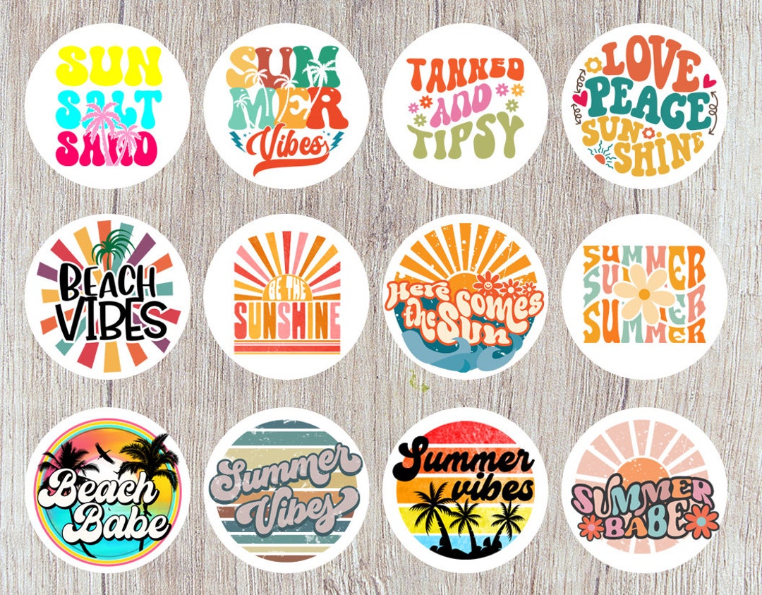 Retro Summer Beach Cardstock Rounds, Cardstock Circles, Cardstock ...