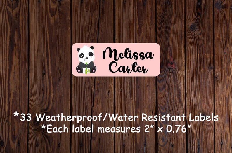 Panda Bear Name Label STICKERS School Supply Labels Daycare - Etsy