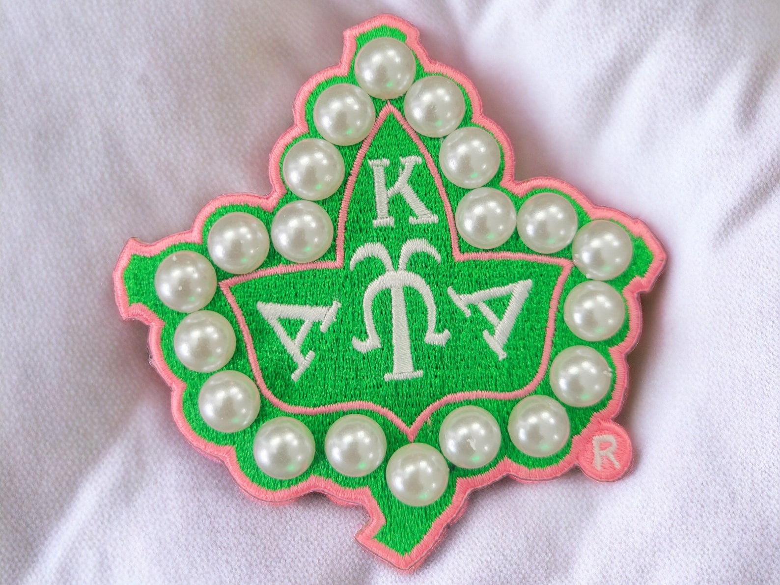 AKA Pearls and Ivy Patch, Patches, 1908, Pink and Green Patch, DIY ...